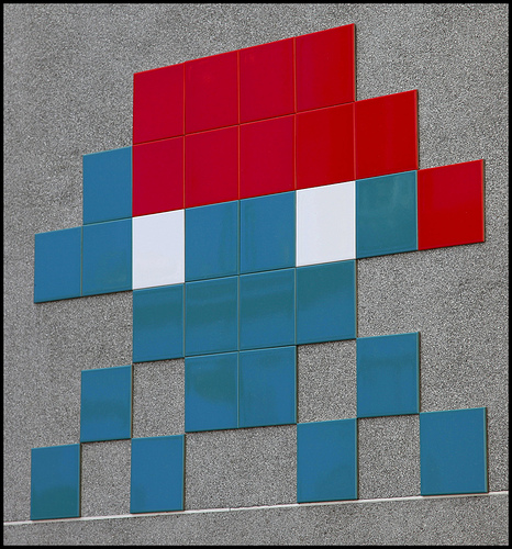 Invader Tile. near Tottenham Court Road 2009 - art of the state archive